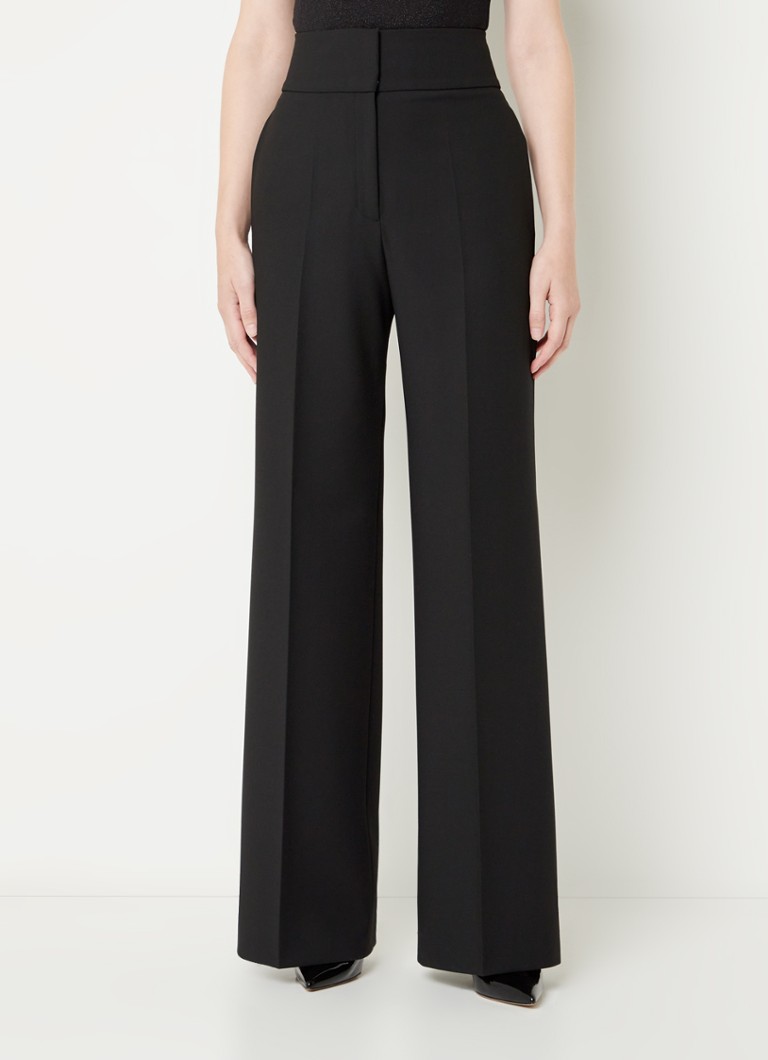 HUGO BOSS Himia high waist wide fit pantalon met steekzakken • Zwart ...