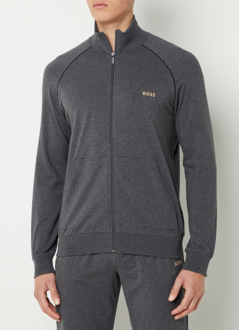 HUGO BOSS Jacket Z sweatvest met logoborduring • Antraciet • de Bijenkorf