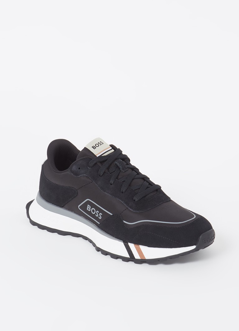 HUGO BOSS Jonah Runn sneaker met suède details • Zwart • de Bijenkorf