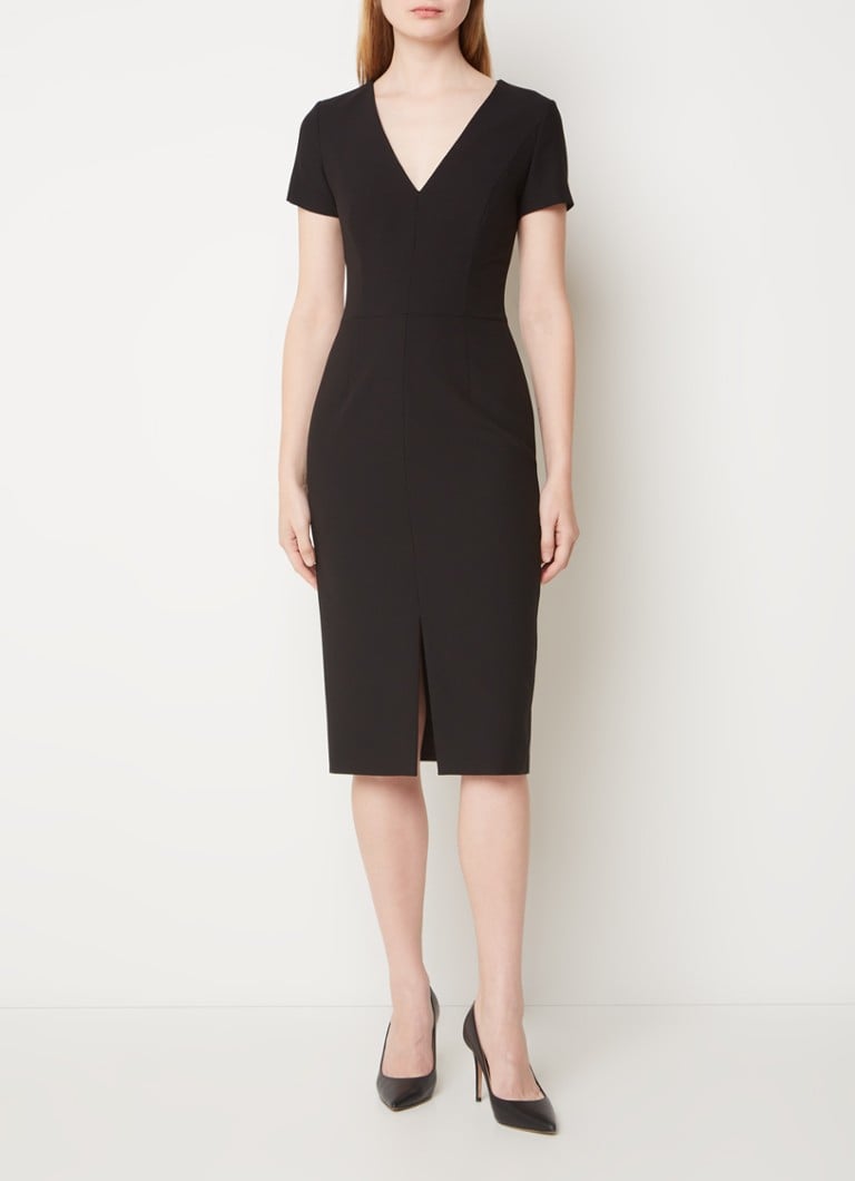 HUGO BOSS Kalamara midi jurk met split • Zwart • de Bijenkorf