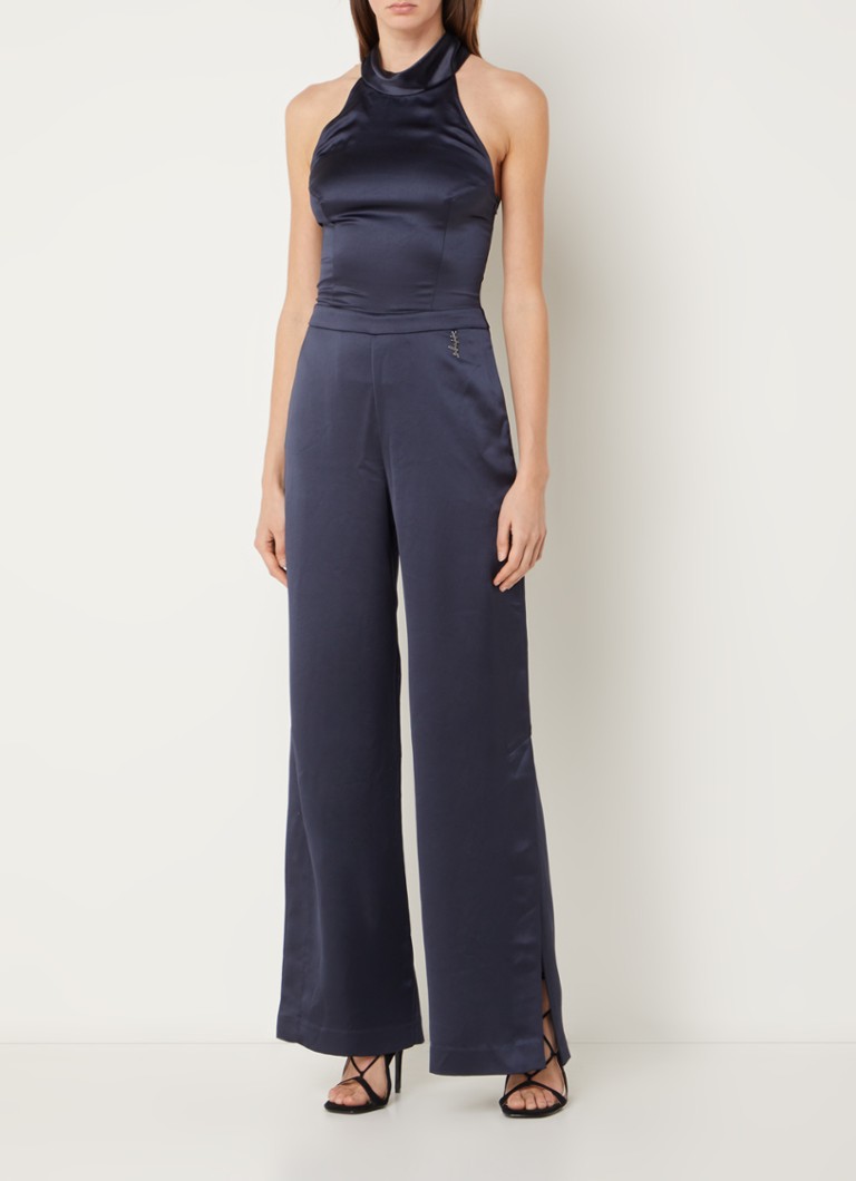 HUGO BOSS Ketania wide fit jumpsuit van satijn • Donkerblauw • de Bijenkorf