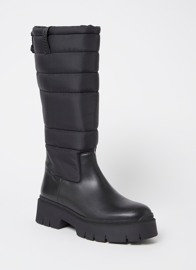 HUGO BOSS Kris laars met leren details • Zwart • de Bijenkorf