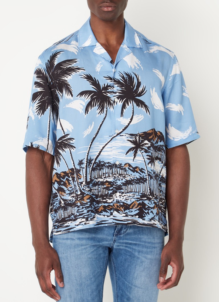 HUGO BOSS Lars regular fit overhemd met print • Blauw • de Bijenkorf