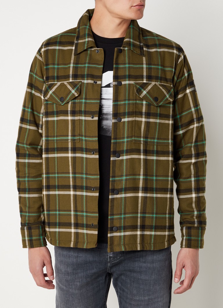 HUGO BOSS Lom overshirt met klepzakken en ruitdessin • Legergroen • de ...