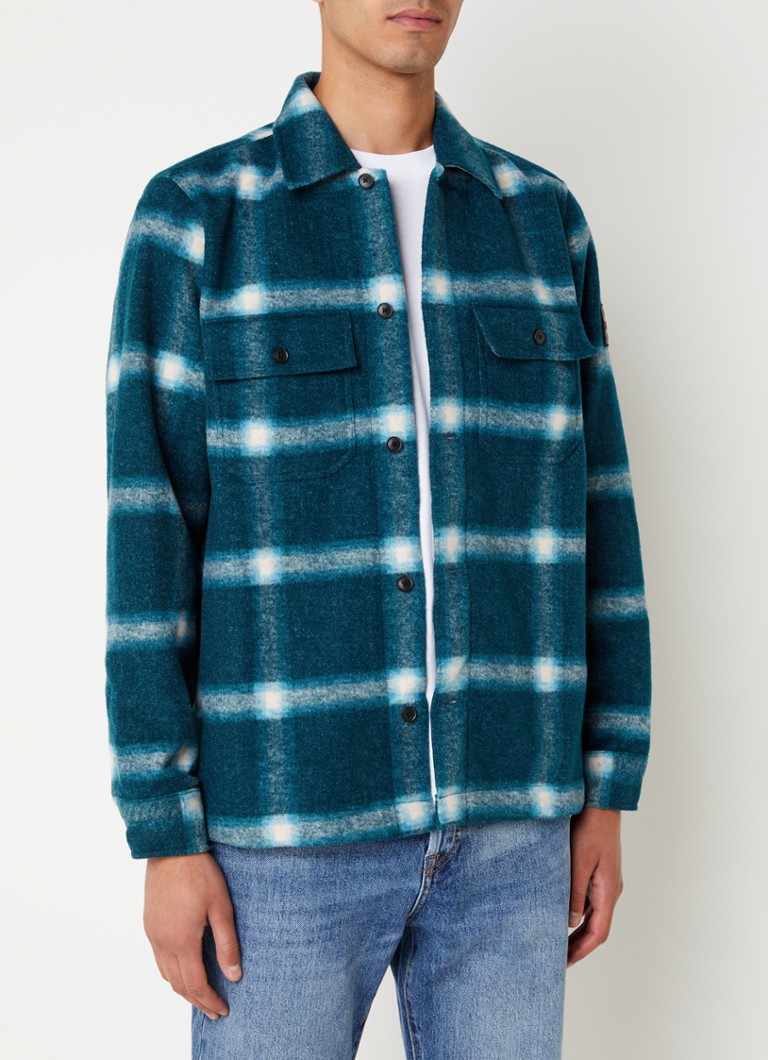 HUGO BOSS Lovvo regular fit overshirt met ruitdessin • Petrol • de ...