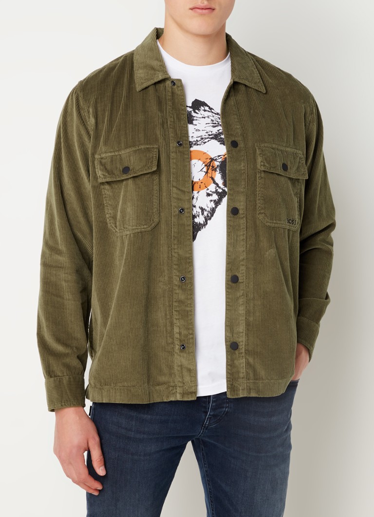 HUGO BOSS Lovvo regular fit overshirt van corduroy met borstzakken ...