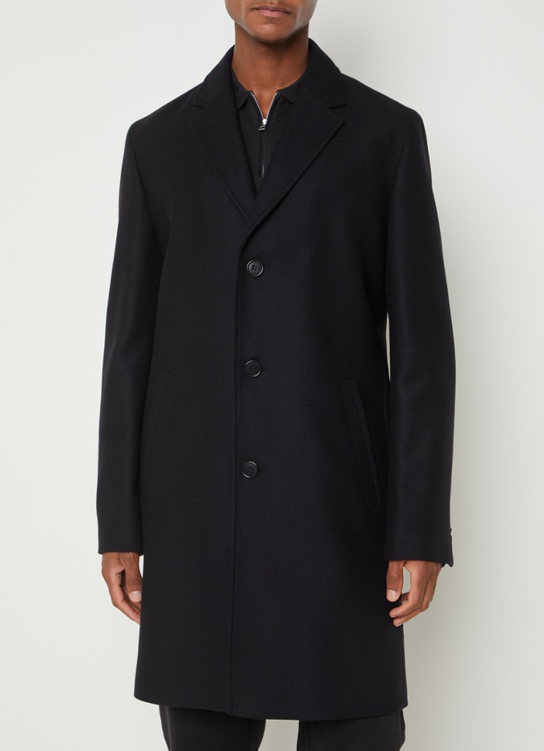 HUGO BOSS Malte mantel in kasjmierblend met steekzakken • Zwart • de ...