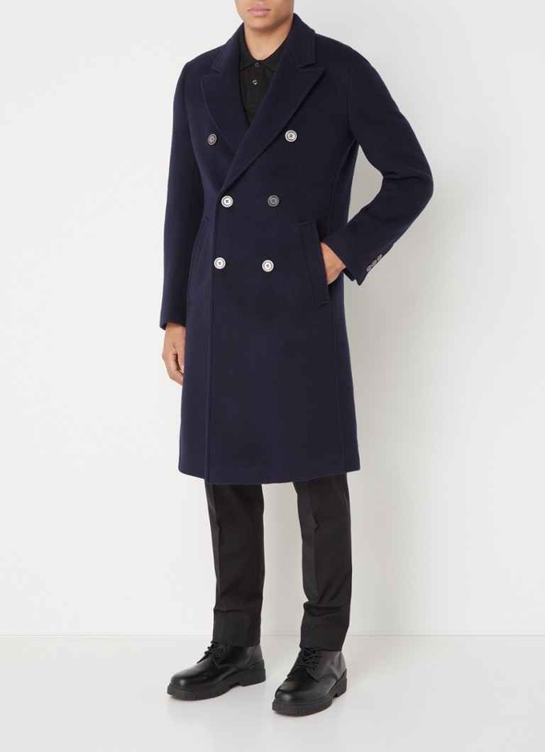 HUGO BOSS Miroy double-breasted mantel in wolblend met steekzakken ...