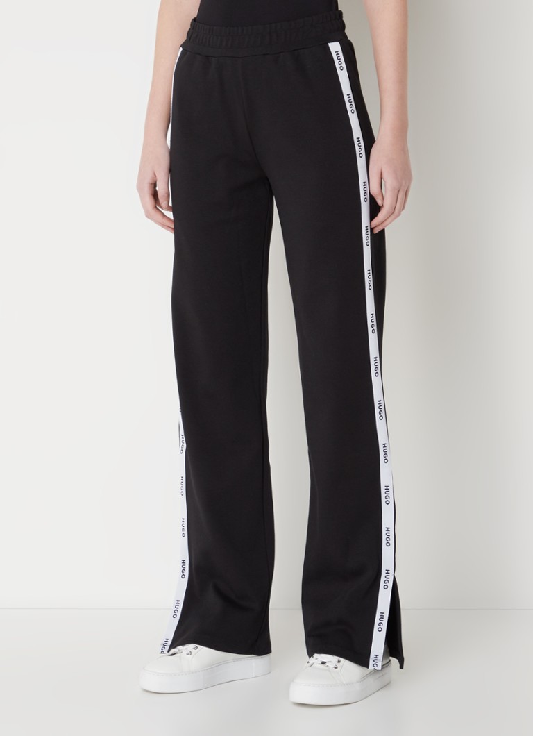 HUGO BOSS Nelega mid waist loose fit joggingbroek met logoband • Zwart ...