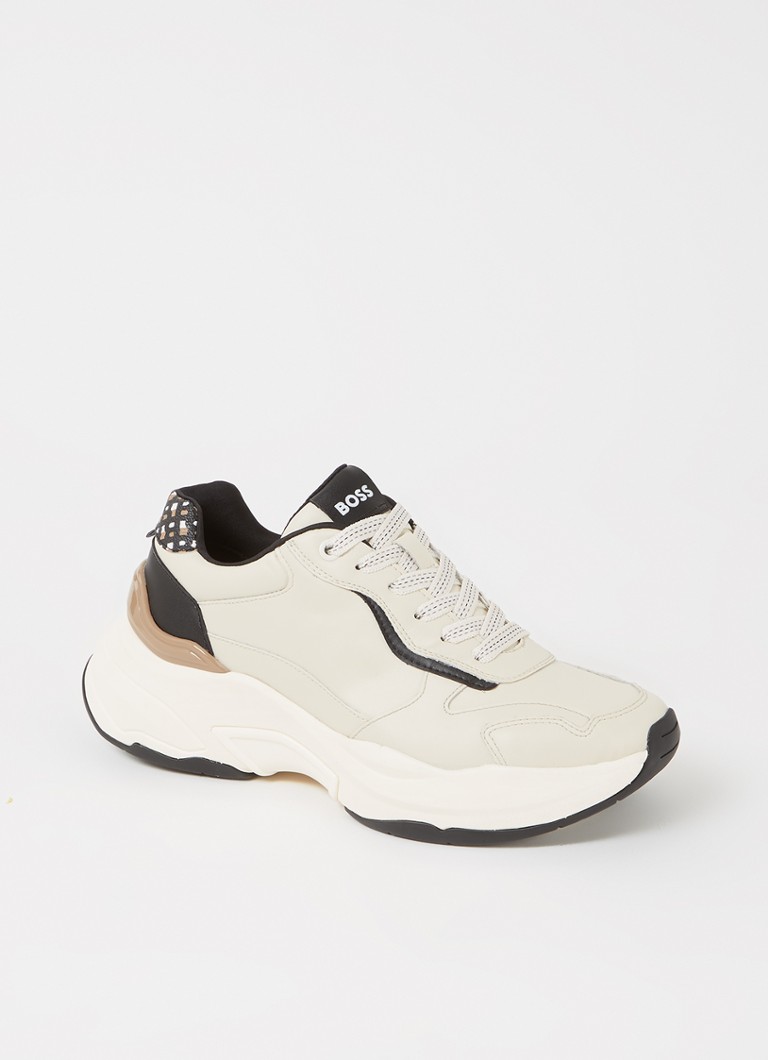 HUGO BOSS Noa ChunkyRunn sneaker van leer • Gebroken wit • de Bijenkorf