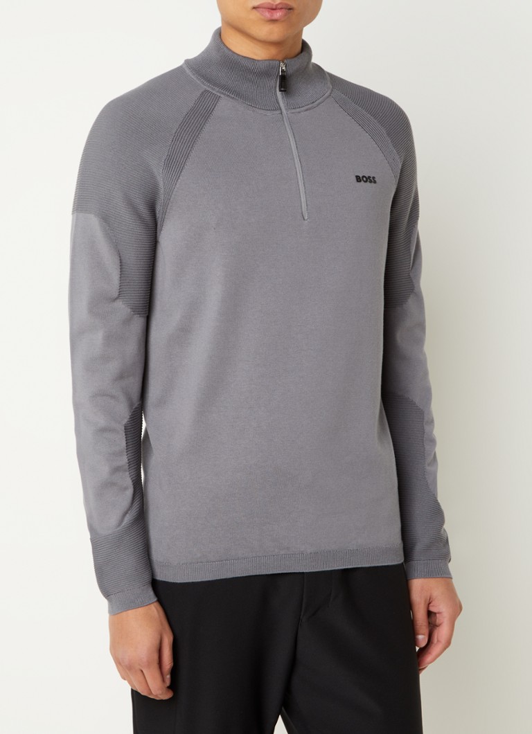 HUGO BOSS Perform fijngebreide trui met logo • Grijs • de Bijenkorf