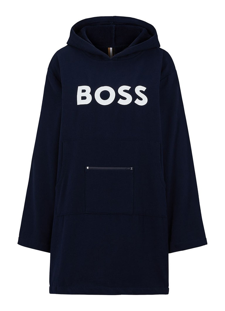 HUGO BOSS Poncho hoodie met logo • Antraciet • de Bijenkorf