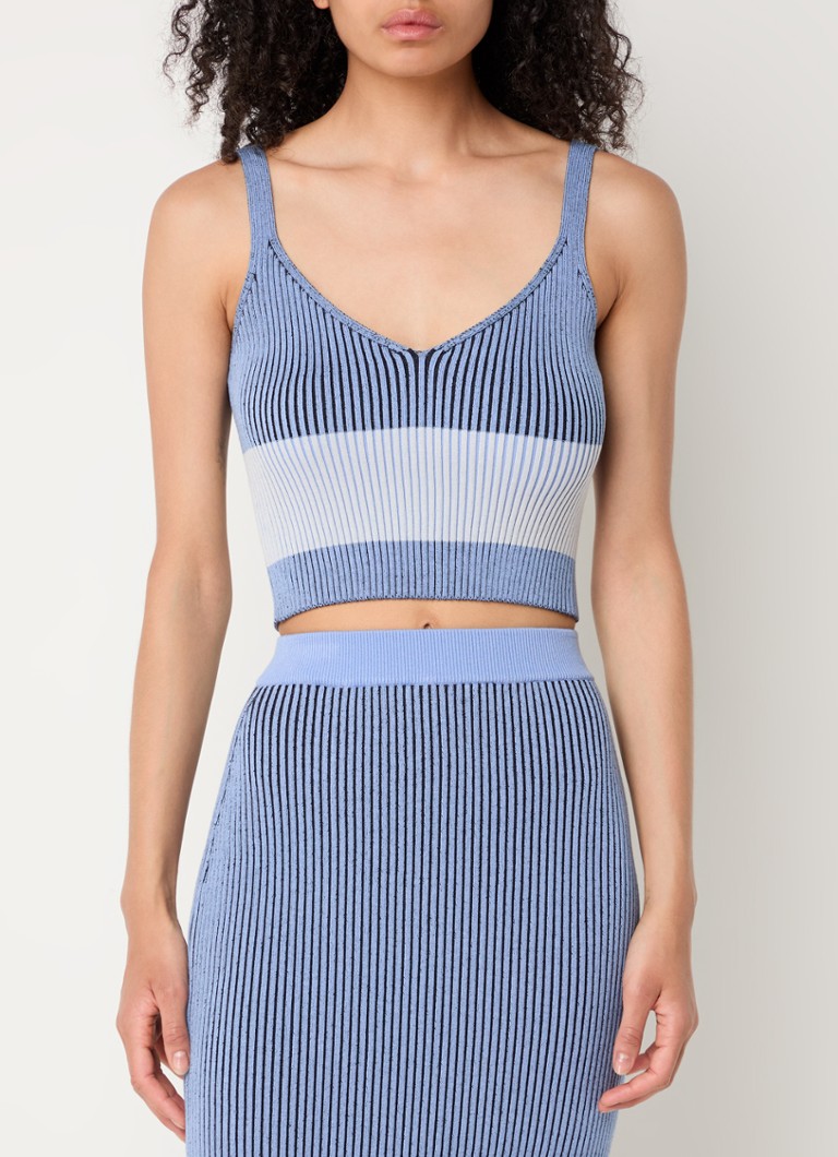 HUGO BOSS Ribgebreide crop top met stretch • Blauwgrijs • de Bijenkorf
