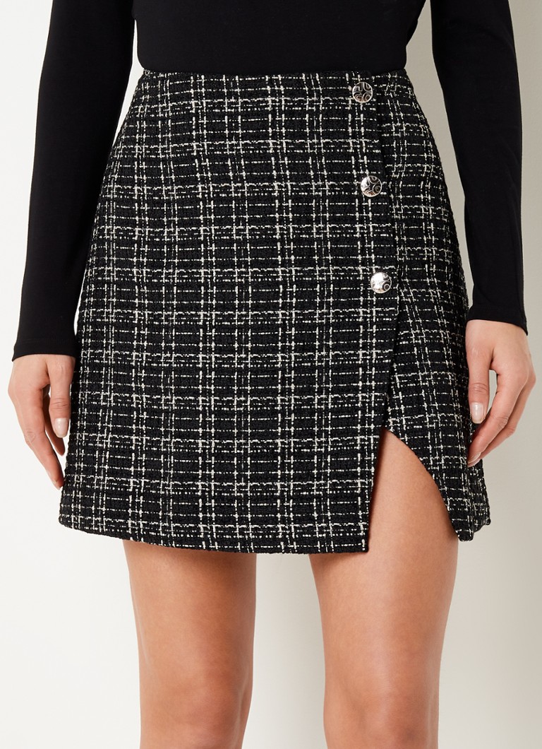 HUGO BOSS Rimia minirok met tweed-look en ruitdessin • Zwart • de Bijenkorf