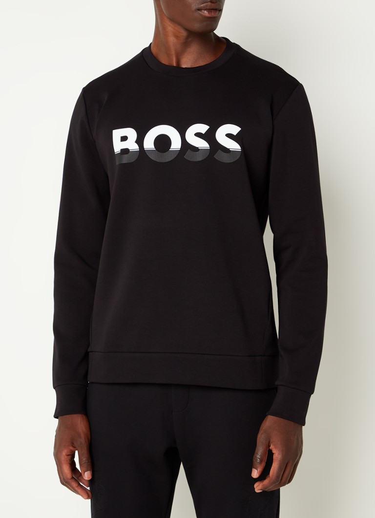 HUGO BOSS Salbo sweater met logoprint • Zwart • de Bijenkorf