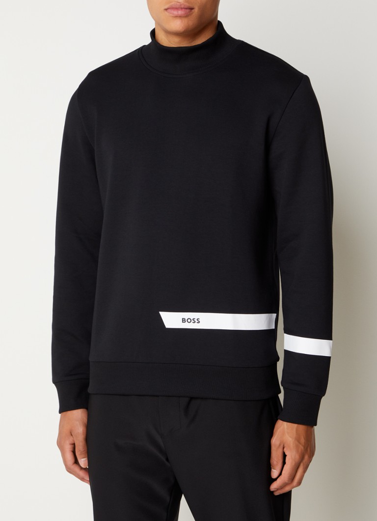 HUGO BOSS Salbock sweater met col en logo • Zwart • de Bijenkorf