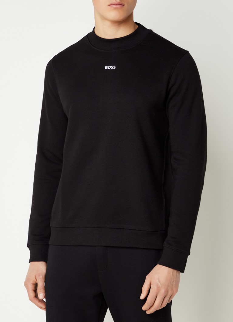 HUGO BOSS Salbock sweater met opstaande kraag en logo • Zwart • de ...