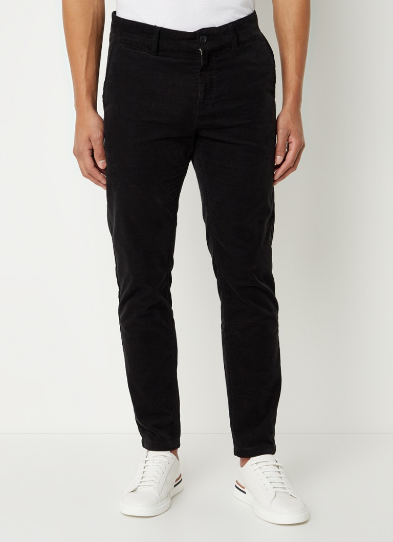 HUGO BOSS Schino-Taber-1-O slim fit cropped pantalon van fluweel ...