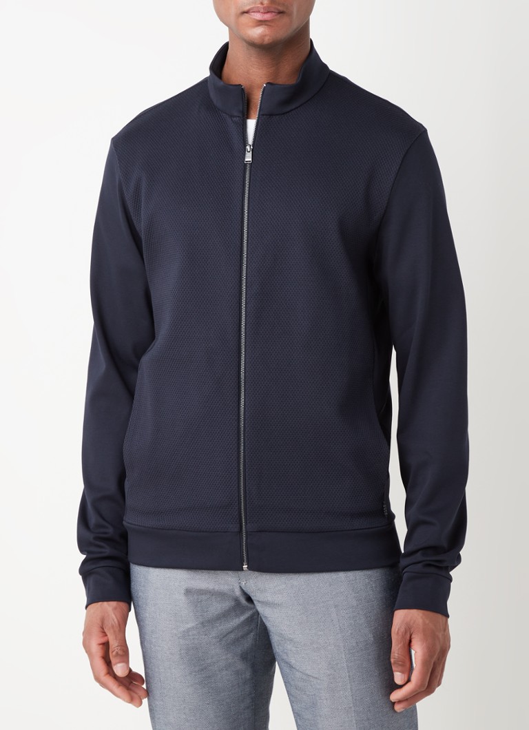 HUGO BOSS Skiles sweatvest met steekzakken en structuur • Donkerblauw ...