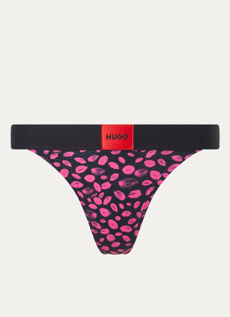 HUGO BOSS String met print en logo • Roze • de Bijenkorf