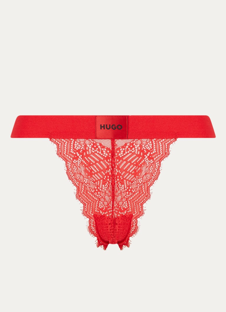 HUGO BOSS String van kant met logo • Rood • de Bijenkorf