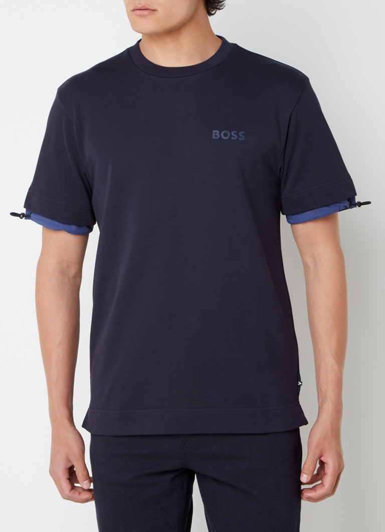 HUGO BOSS T-shirt met logo en trekkoord • Blauw • de Bijenkorf