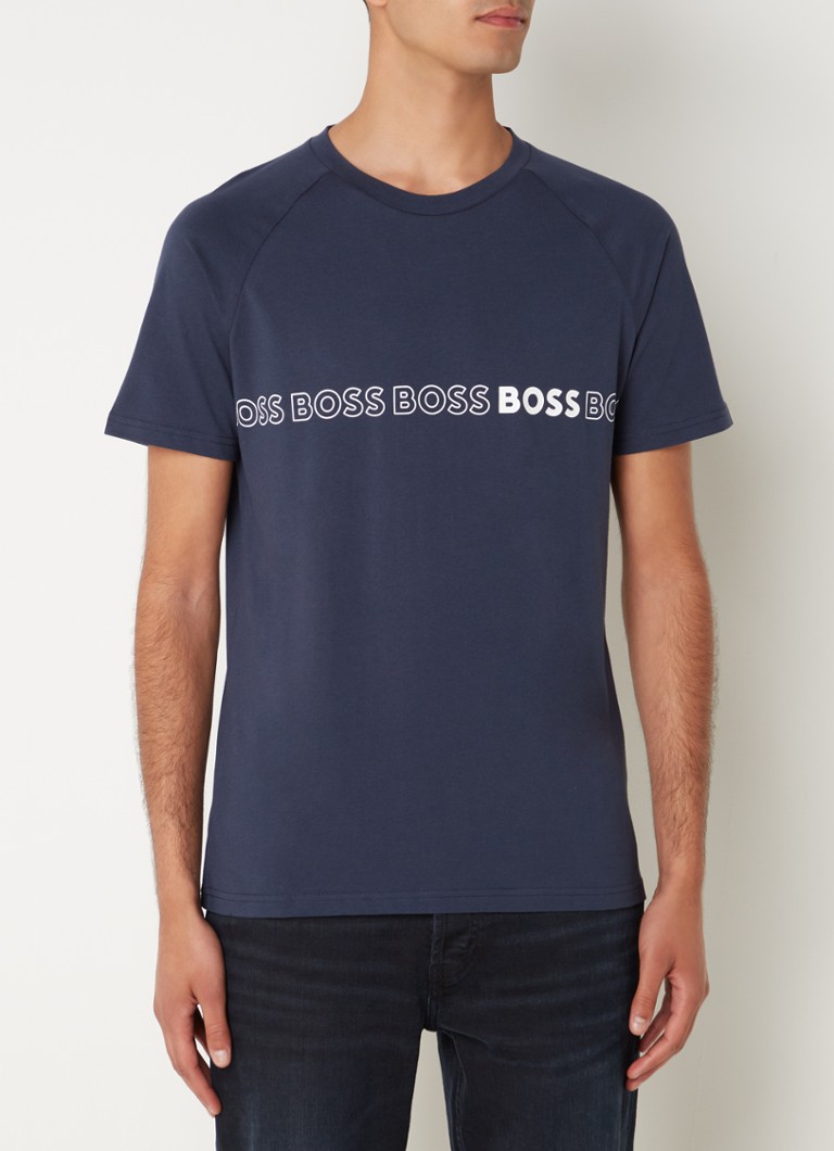 HUGO BOSS T-shirt met logoprint • Staalblauw • de Bijenkorf