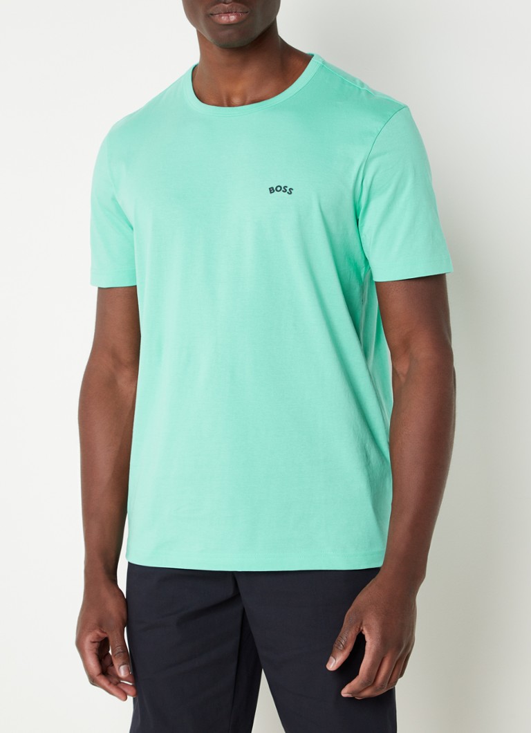 HUGO BOSS Tee Curved T-shirt met logo • Mint • de Bijenkorf