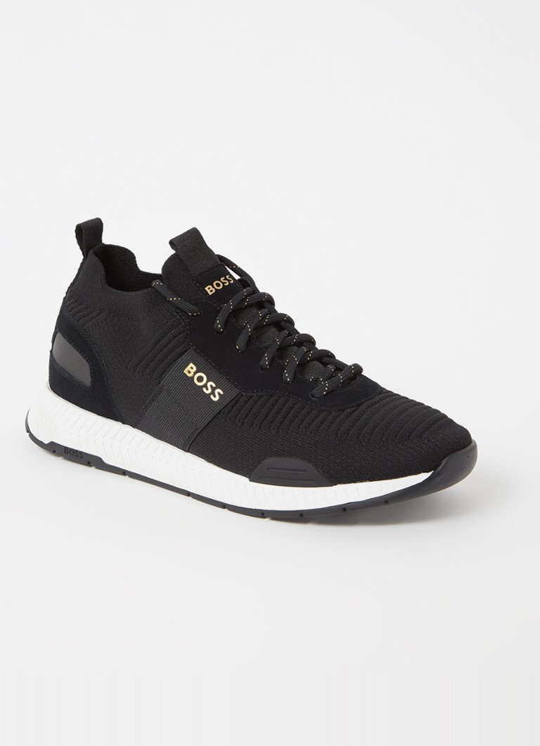 HUGO BOSS Titanium Runn sneaker met suède details • Zwart • de Bijenkorf