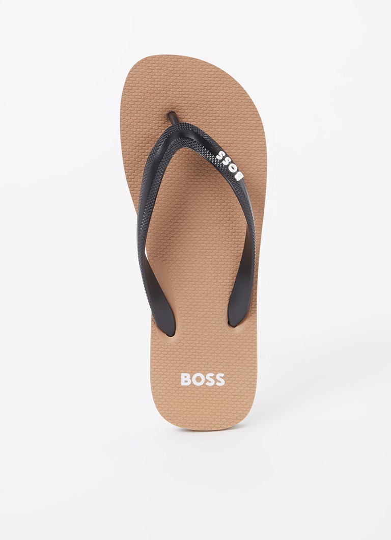 HUGO BOSS Tracy slipper met logo • Camel • de Bijenkorf