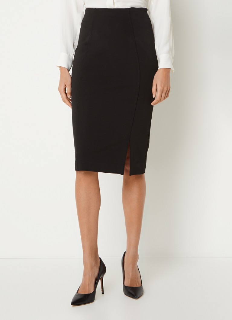 HUGO BOSS Vukeva mini kokerrok met split • Zwart • de Bijenkorf