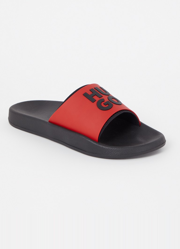 HUGO Nil slipper met logo • Rood • de Bijenkorf