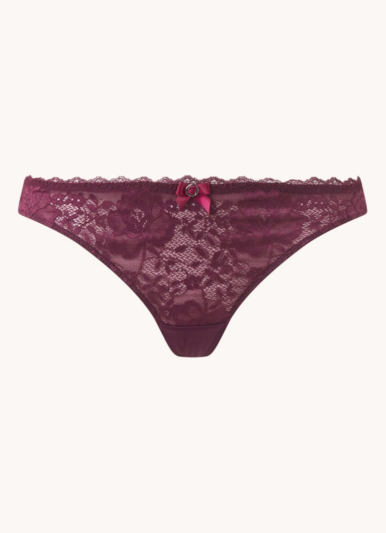 Hunkemöller Maya string met kant • Aubergine • de Bijenkorf