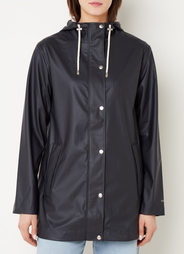 Ilse Jacobsen Regenjas met steekzakken en capuchon • Donkerblauw • de ...