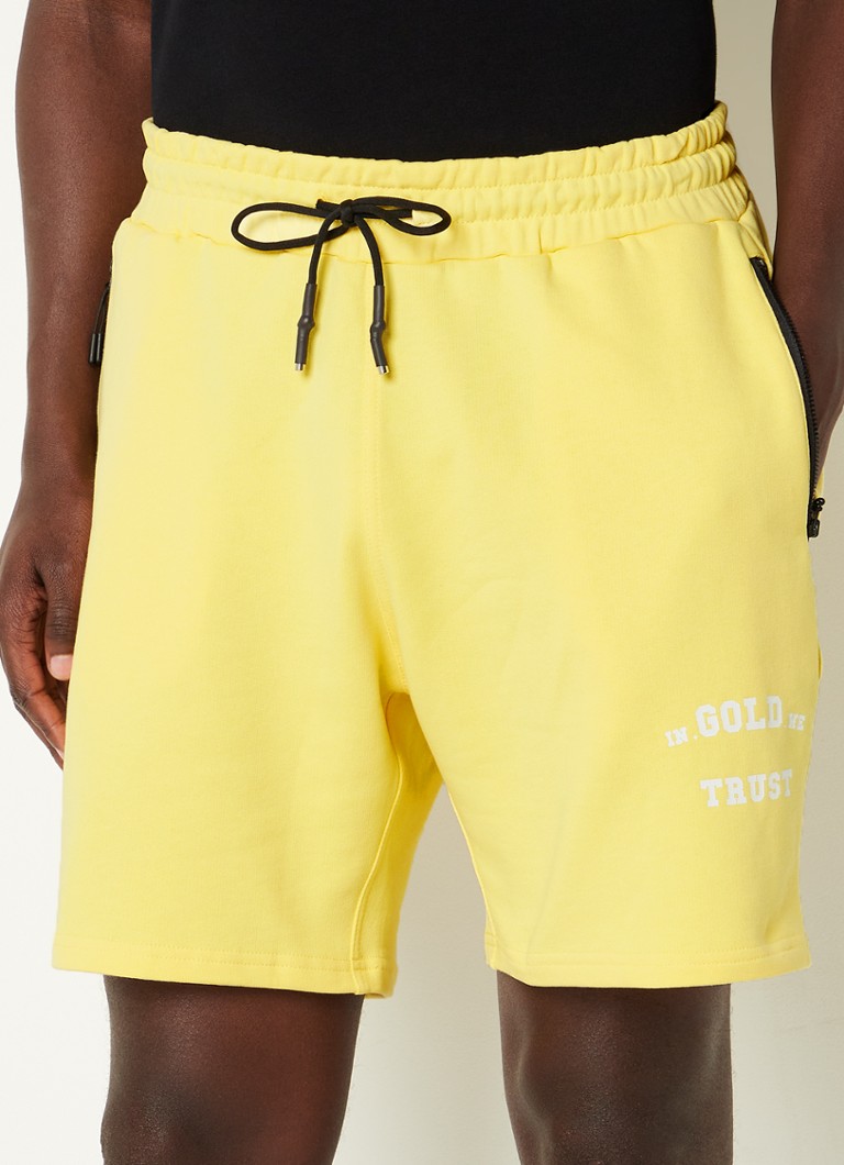 In Gold We Trust The Ross straight fit korte joggingbroek met logoprint ...