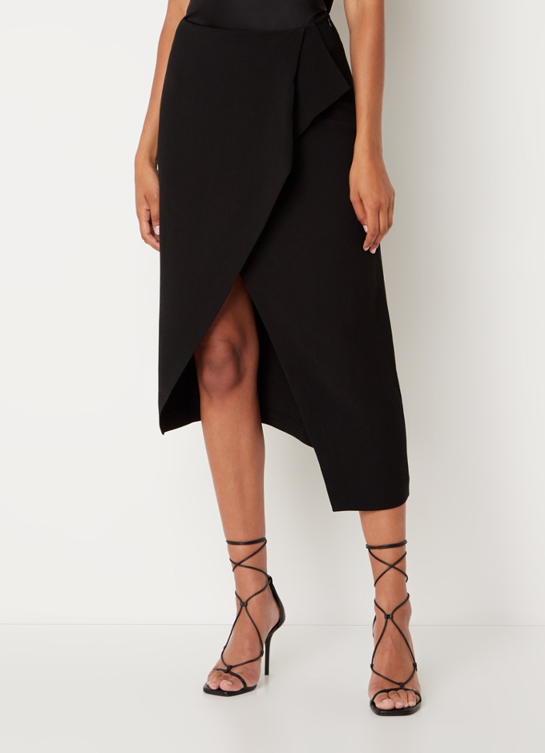IRO Elena midi rok in wolblend met overslag en asymmetrisch zoom ...
