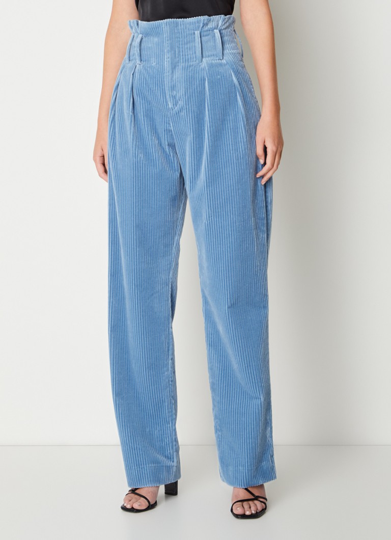 IRO Jake high waist straight leg pantalon van corduroy met steekzakken • Blauw • de Bijenkorf