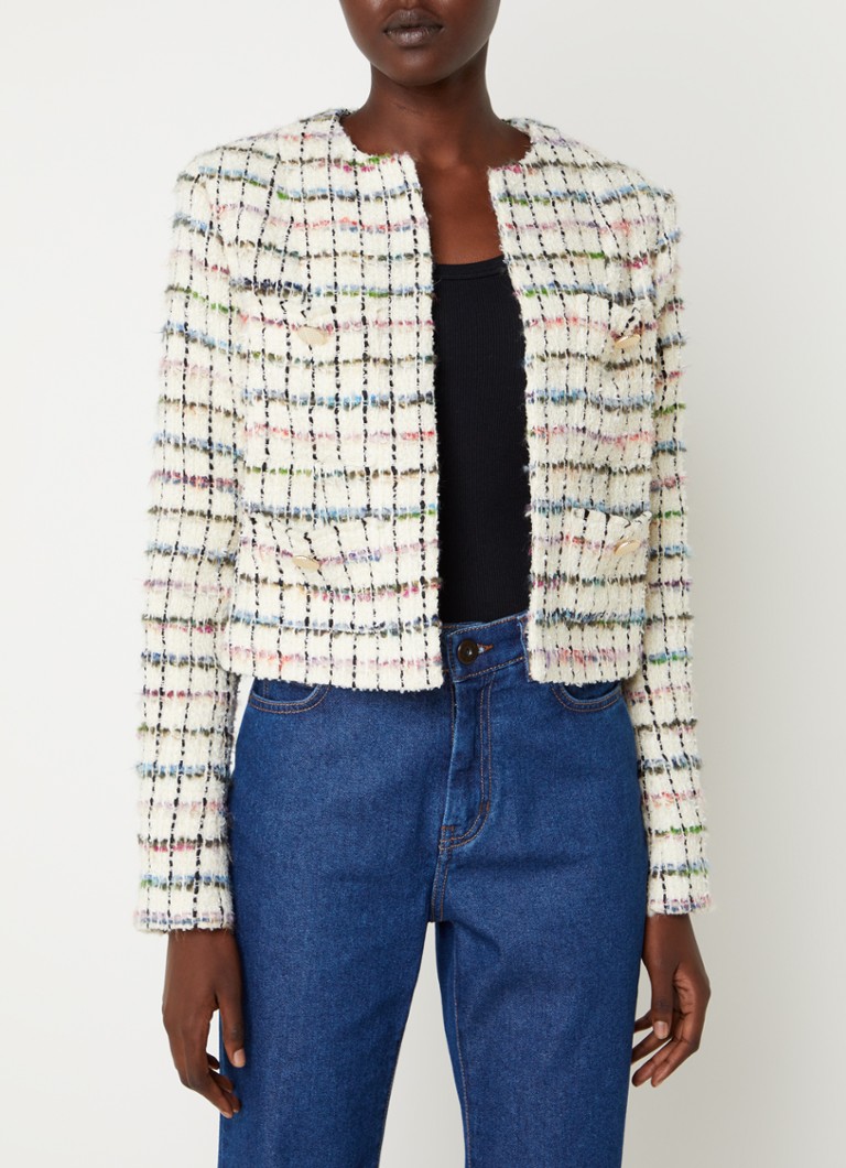 IRO Miora cropped jack van tweed met ruit dessin • Gebroken wit • de Bijenkorf
