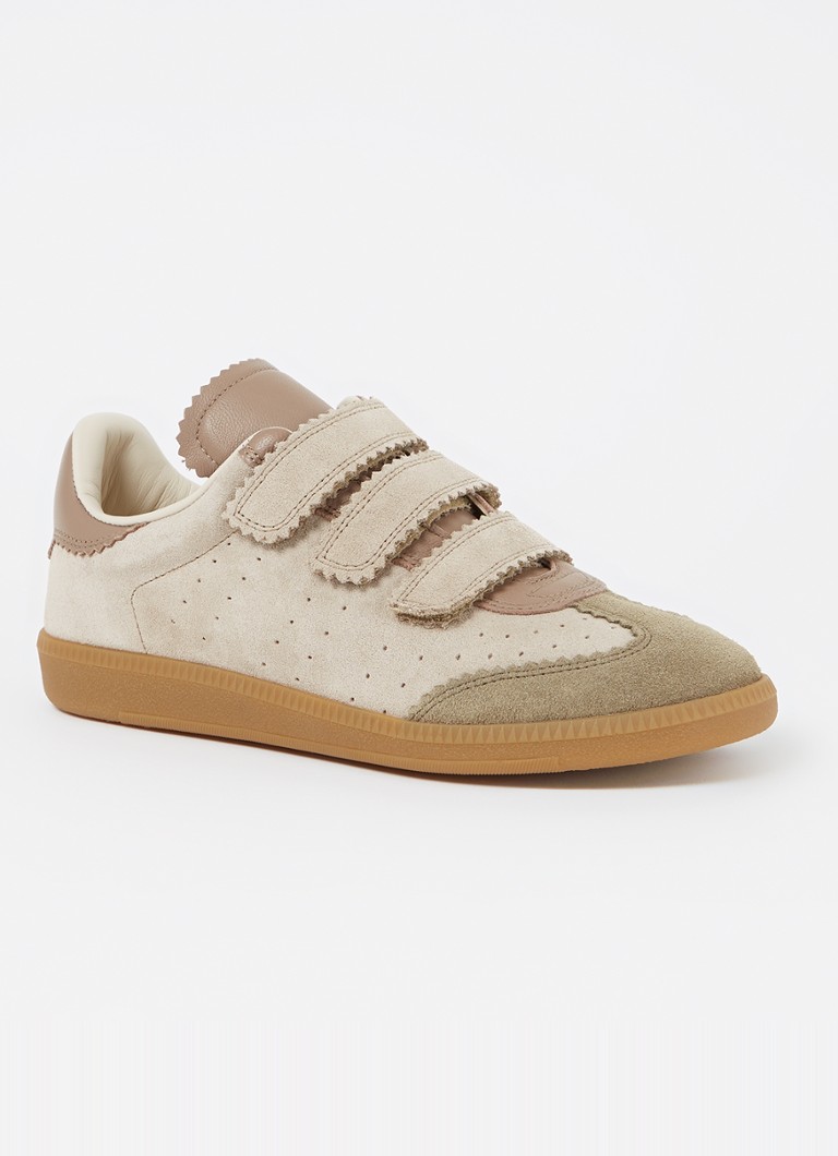 Isabel Marant Beth sneaker van suède met leren details • Taupe • de ...