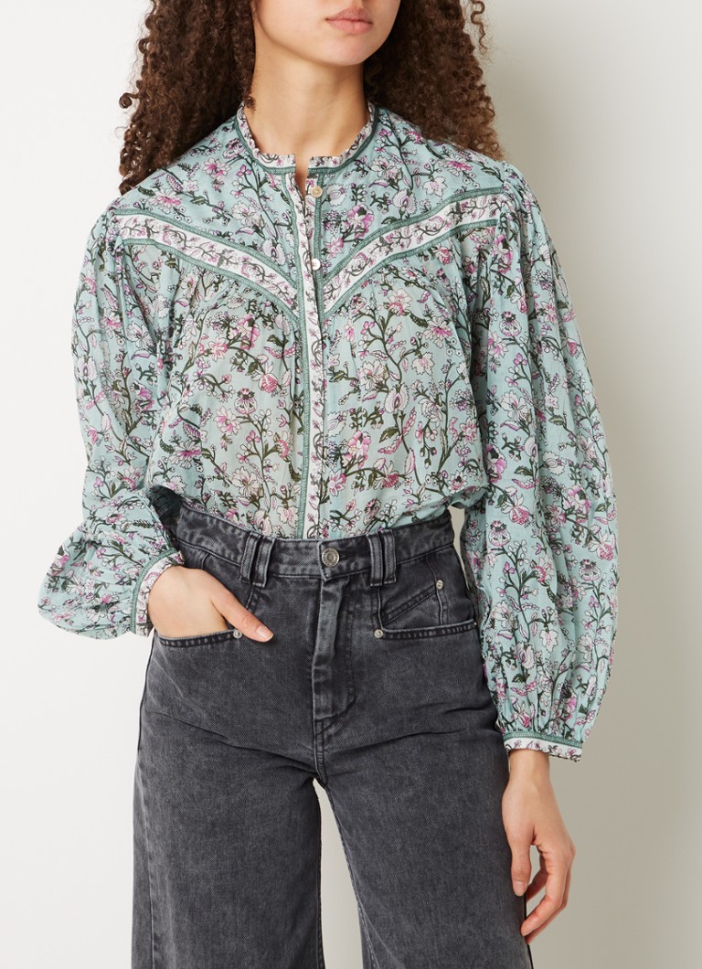 Isabel Marant Blouse met bloemenprint en ballonmouw • Mint • de Bijenkorf
