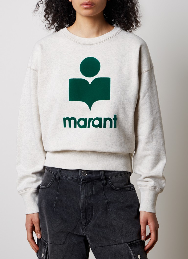 Isabel Marant Mobyli sweater met flock logoprint • Grijsmele • de Bijenkorf