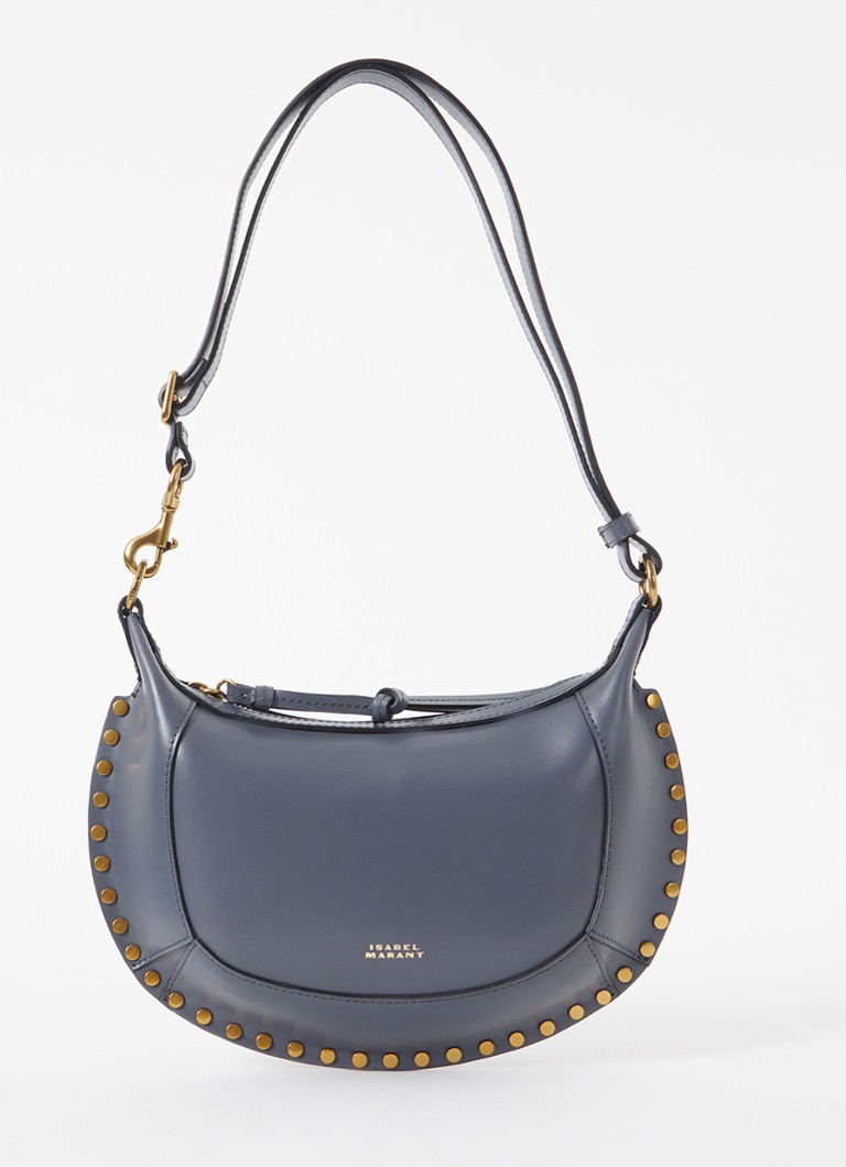 Isabel Marant Oskan Moon schoudertas van leer met studs • Middengrijs ...