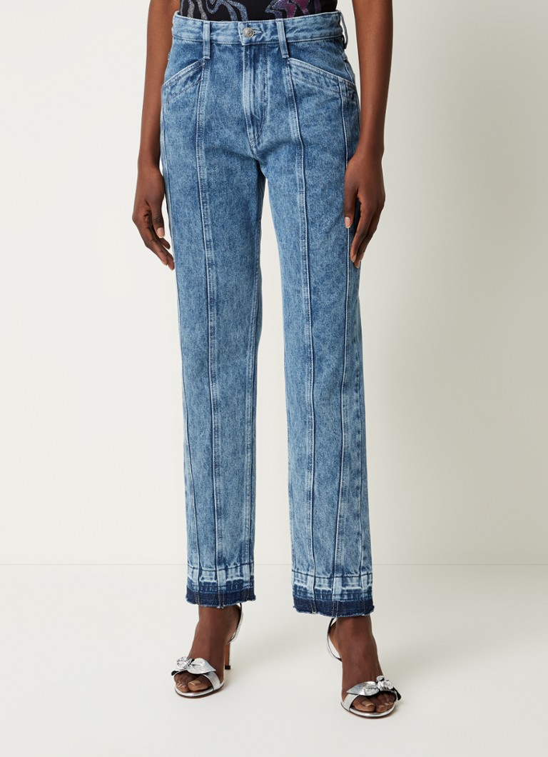 Isabel Marant Sulanoa high waist tapered fit cropped jeans met siernaad ...