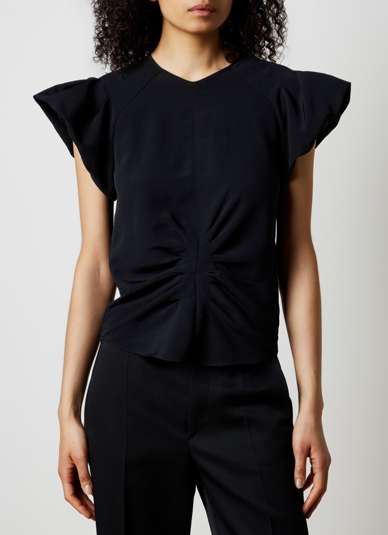 Isabel Marant Tullya top met vlindermouw • Zwart • de Bijenkorf