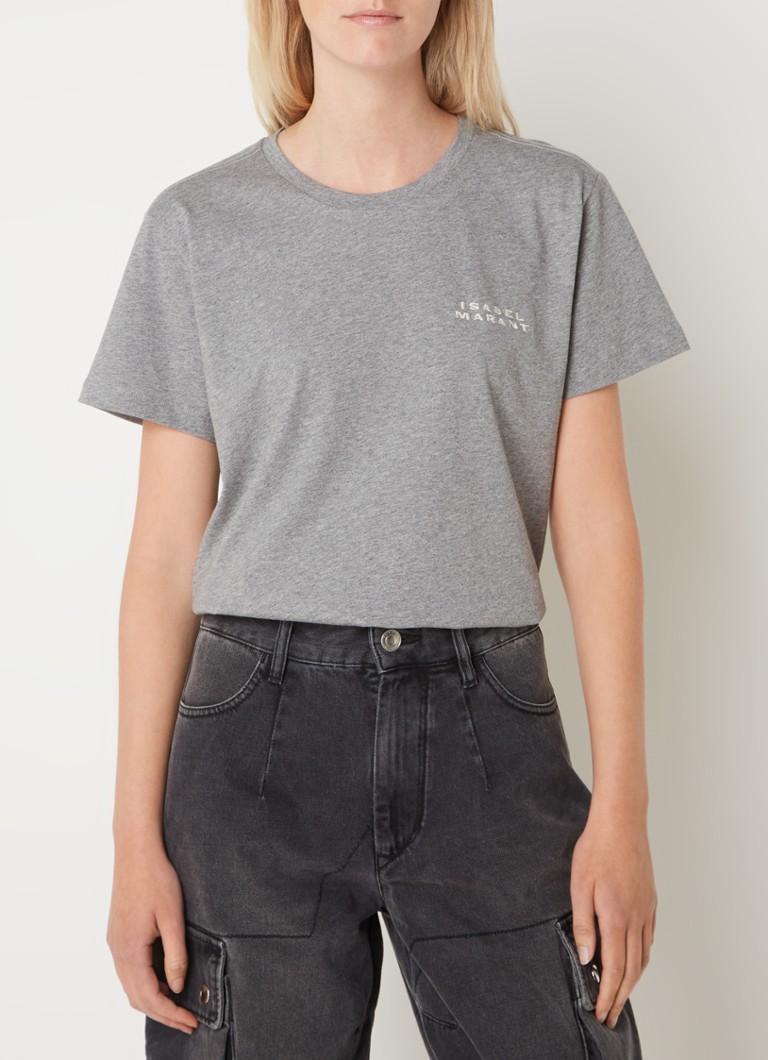 Isabel Marant Vidal T-shirt met logoborduring • Middengrijs • de Bijenkorf