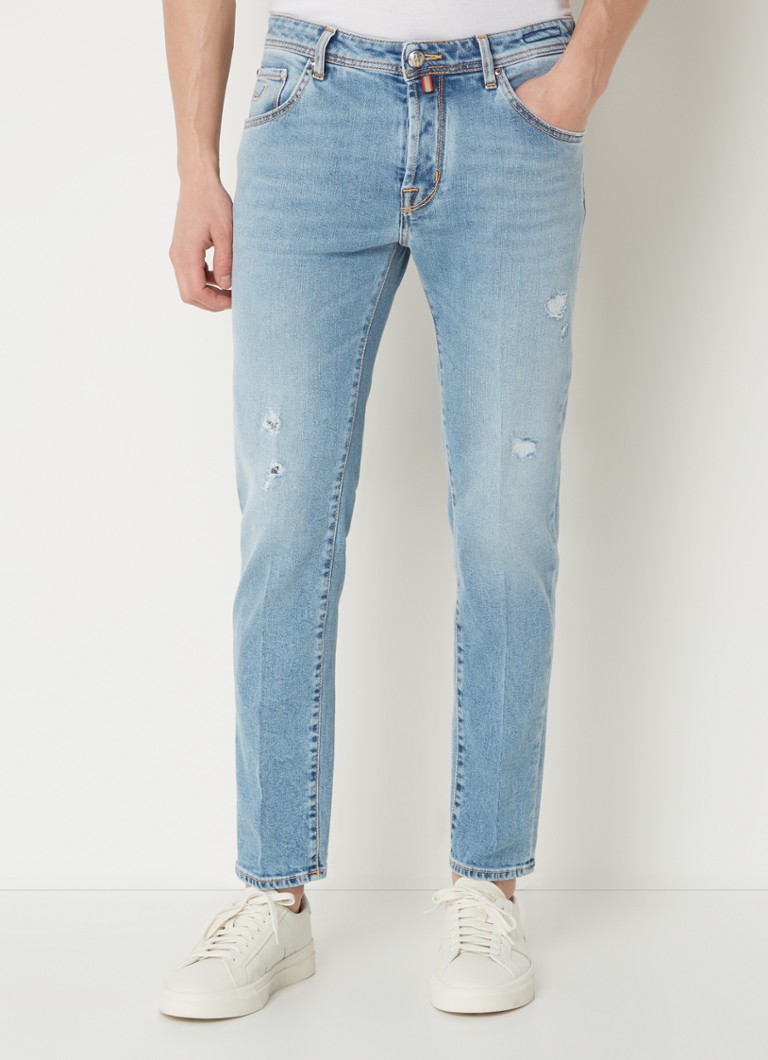 Jacob Cohën Scott slim fit cropped jeans met lichte wassing en ...