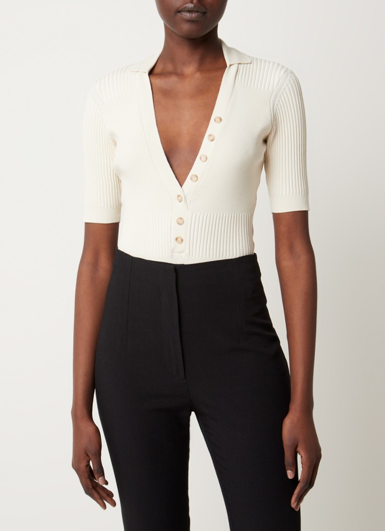 Jacquemus Le Body Yauco body met V-hals en ribstructuur • Gebroken wit ...