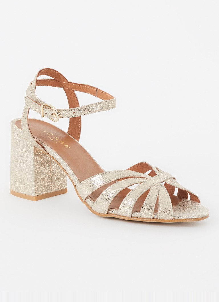 Jonak Debacq sandalette van kalfsleer met glitter • Beige • de Bijenkorf