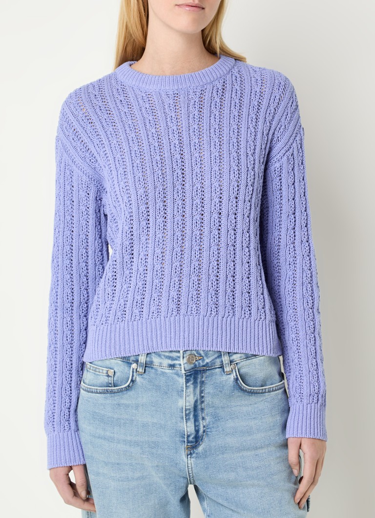 Josephine & Co Jim kabelgebreide trui met opengebreid dessin • Lavendel ...