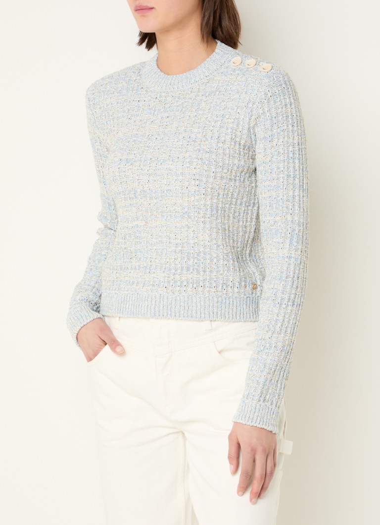 JOSH V Nollie grofgebreide trui met lurex en schoudervulling ...